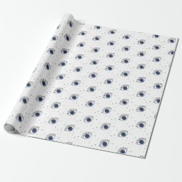 Blue eye good luck protection from evil eye wrapping paper | Zazzle