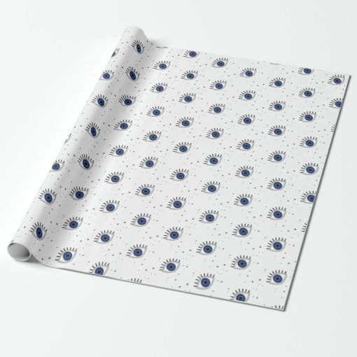 Blue eye good luck protection from evil eye wrapping paper | Zazzle