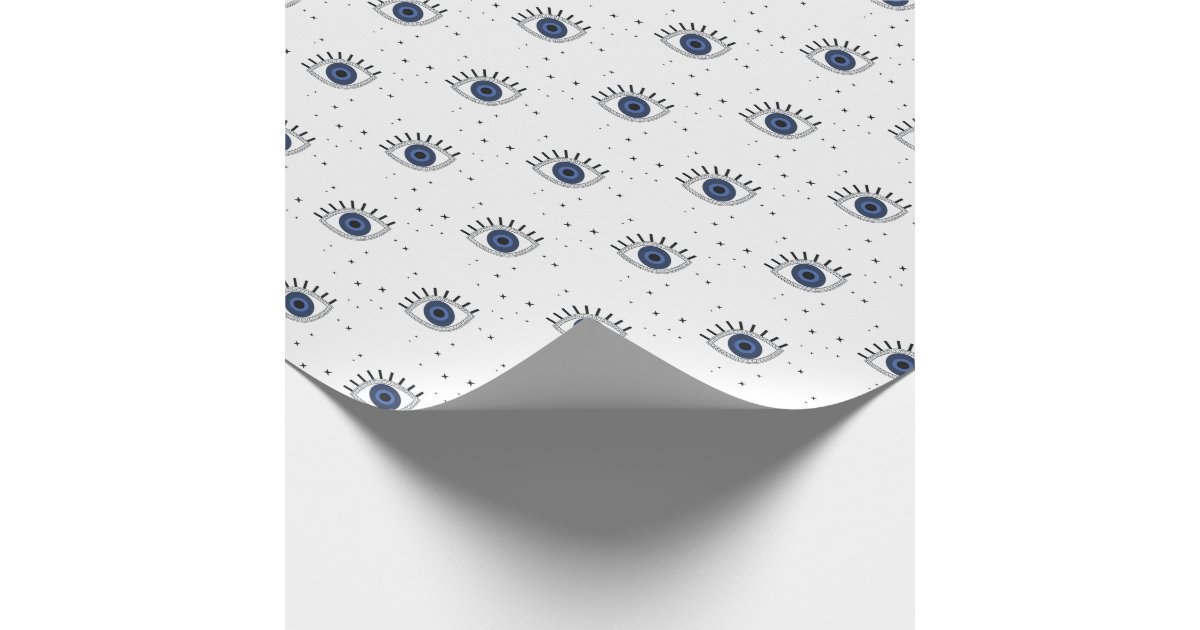 Blue eye good luck protection from evil eye wrapping paper | Zazzle