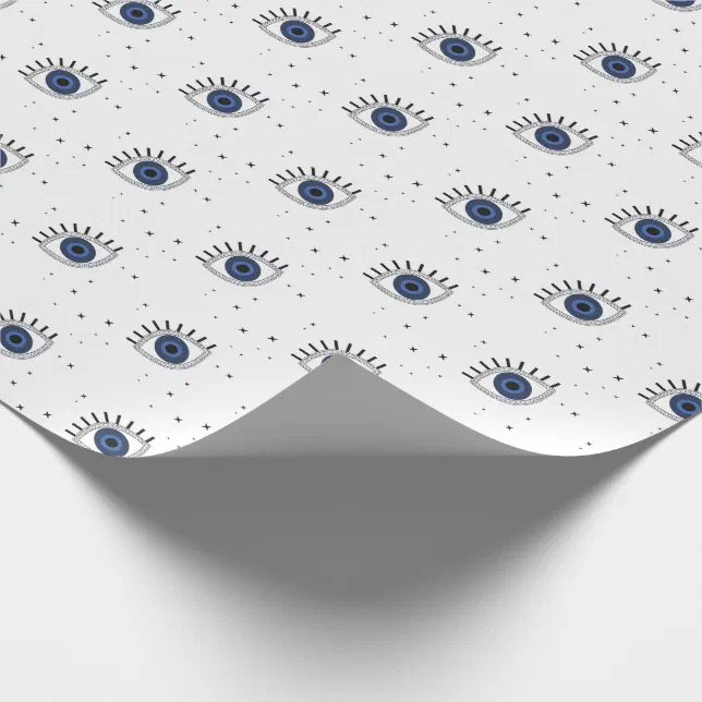 Blue eye good luck protection from evil eye wrapping paper | Zazzle