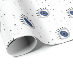 Blue eye good luck protection from evil eye wrapping paper | Zazzle
