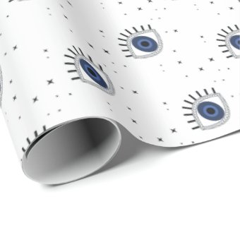 Blue eye good luck protection from evil eye wrapping paper | Zazzle