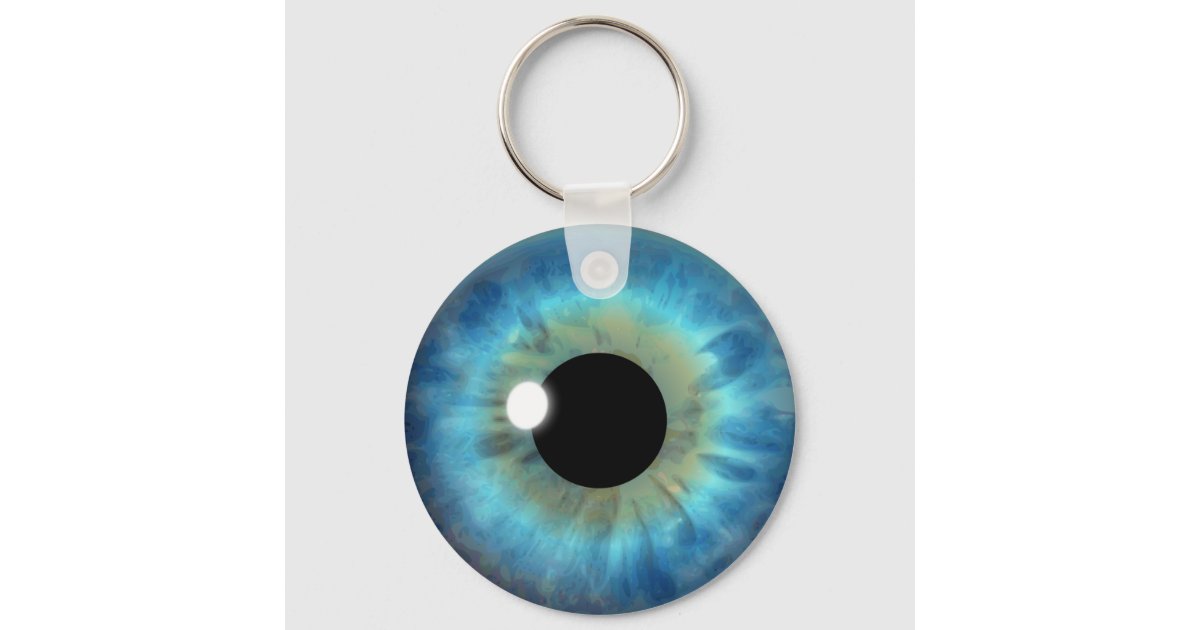Blue Eye Iris Eyeball Cool Custom Round Key Chain | Zazzle