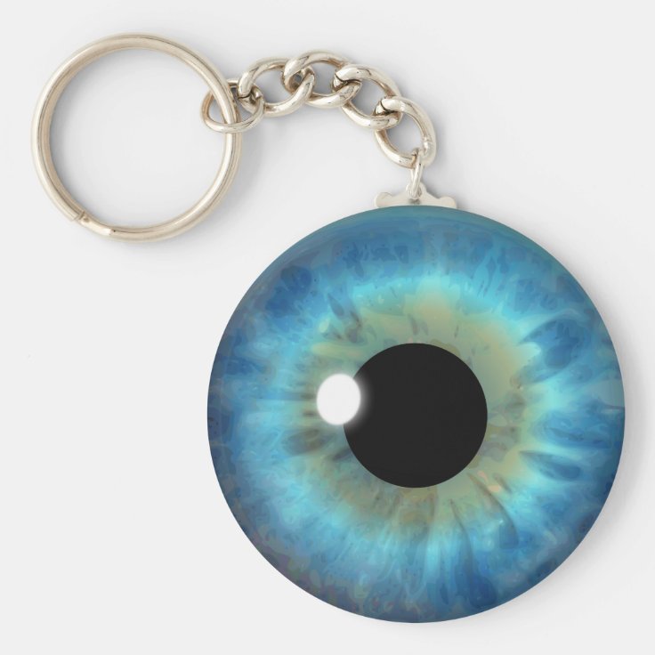 Blue Eye Iris Eyeball Cool Custom Round Key Chain | Zazzle