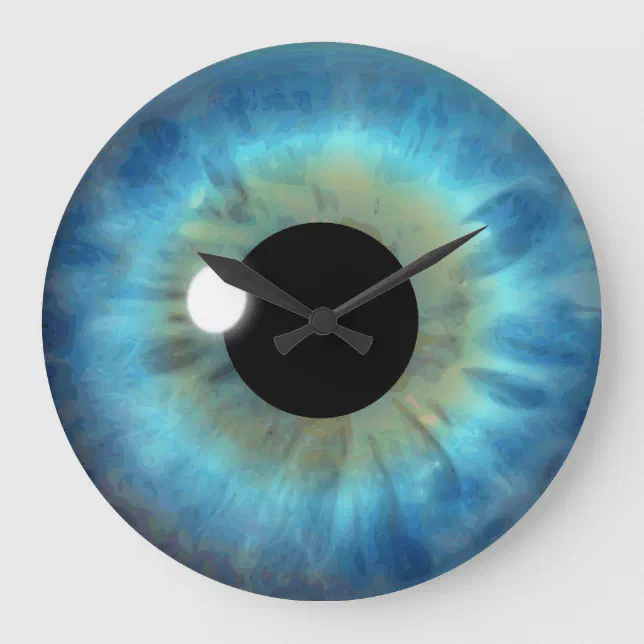 Blue Eye Iris Eyeball Large Custom Round Clock | Zazzle
