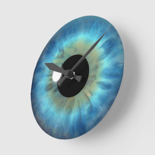 Blue Eye Iris Eyeball Medium Custom Round Clock | Zazzle