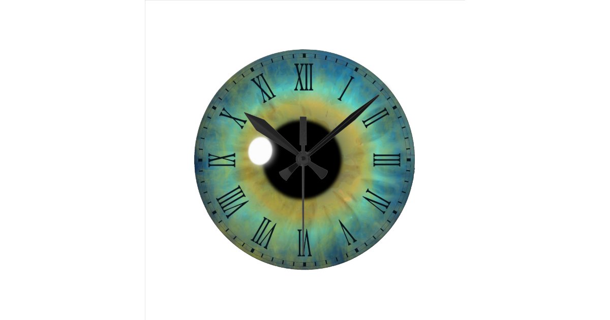 Blue Eye Iris Eyeball Medium Round Roman Clock | Zazzle.com