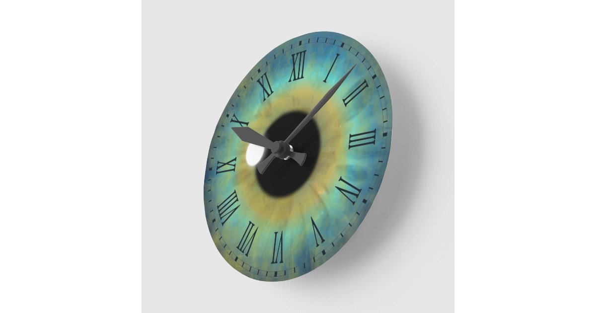 Blue Eye Iris Eyeball Medium Round Roman Clock | Zazzle
