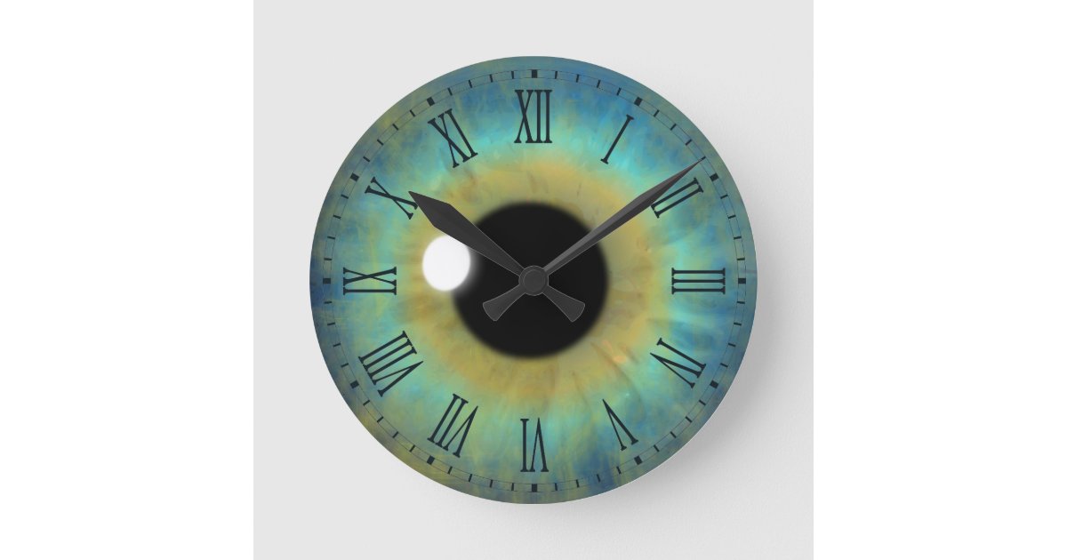 Blue Eye Iris Eyeball Medium Round Roman Clock | Zazzle
