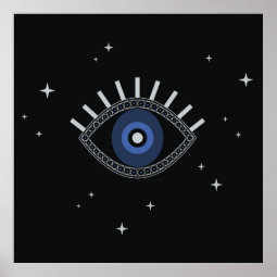 Blue eye protection from bad energy, evil eye poster | Zazzle