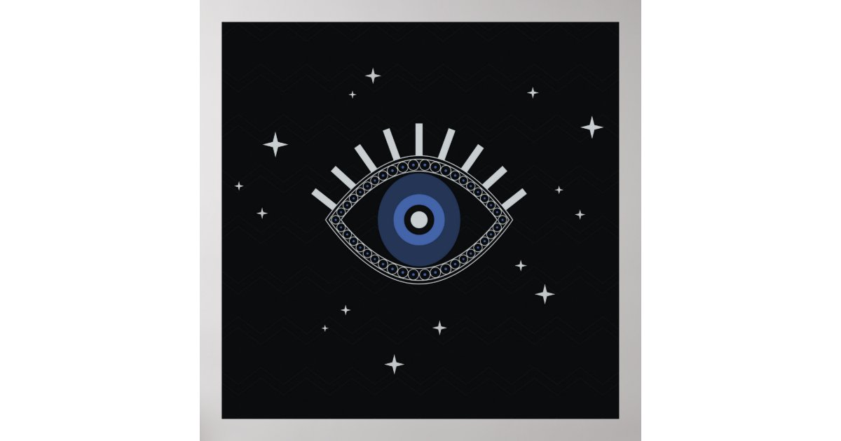 Blue eye protection from bad energy, evil eye poster | Zazzle