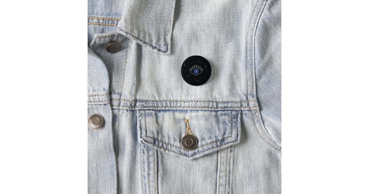 Blue eye protection talisman, evil eye button | Zazzle