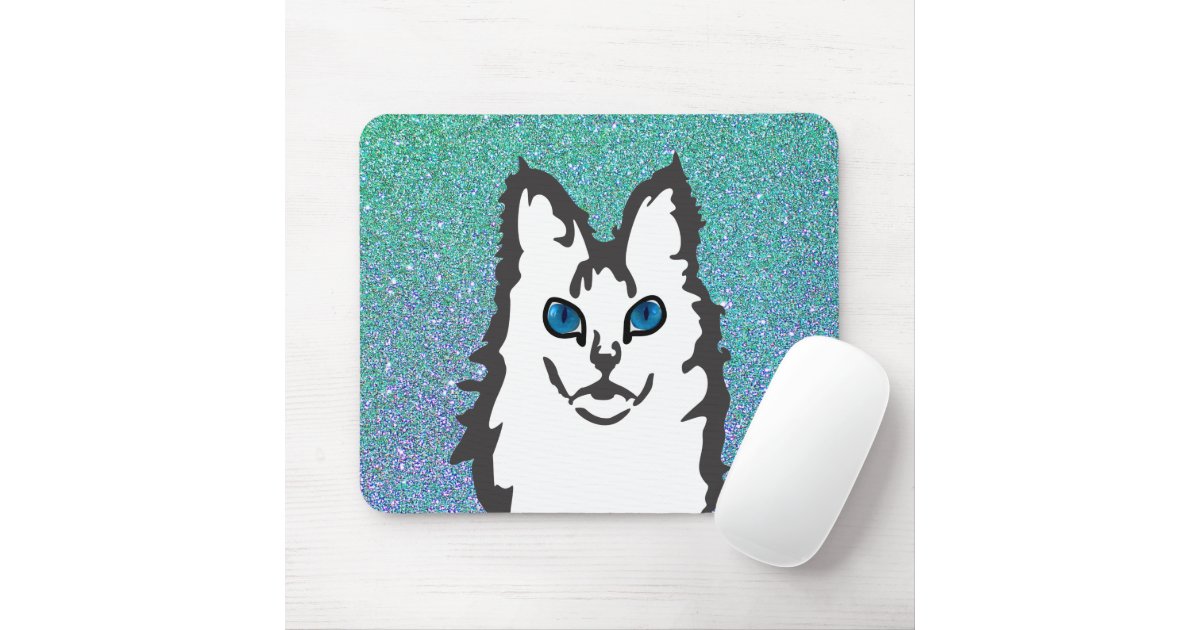 Blue Eyed Angora Cat Mouse Pad | Zazzle