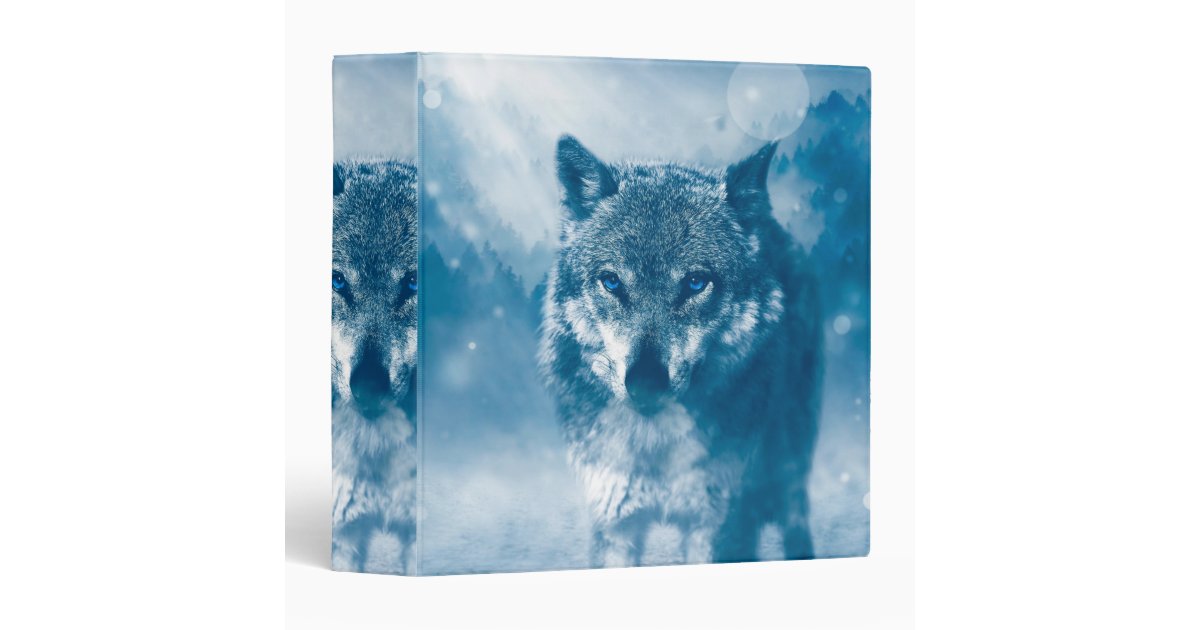 Blue eyed wolf 3 ring binder | Zazzle