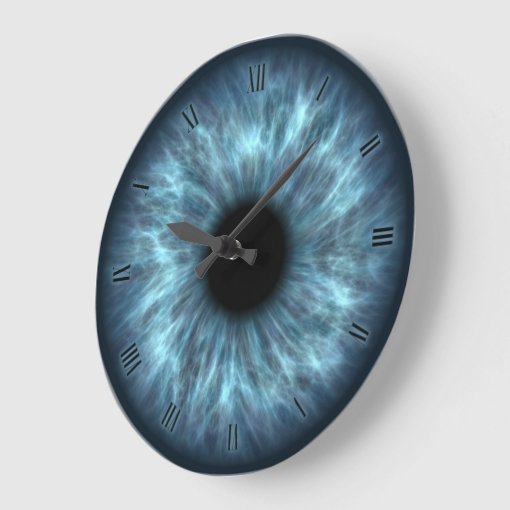 Blue eyes iris eyeball wall clock | Zazzle