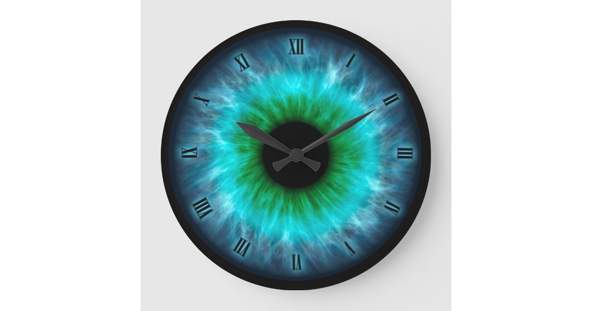 Blue eyes iris eyeball wall clock | Zazzle