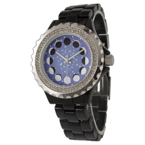 Blue Face Moon Phase Watch | Zazzle