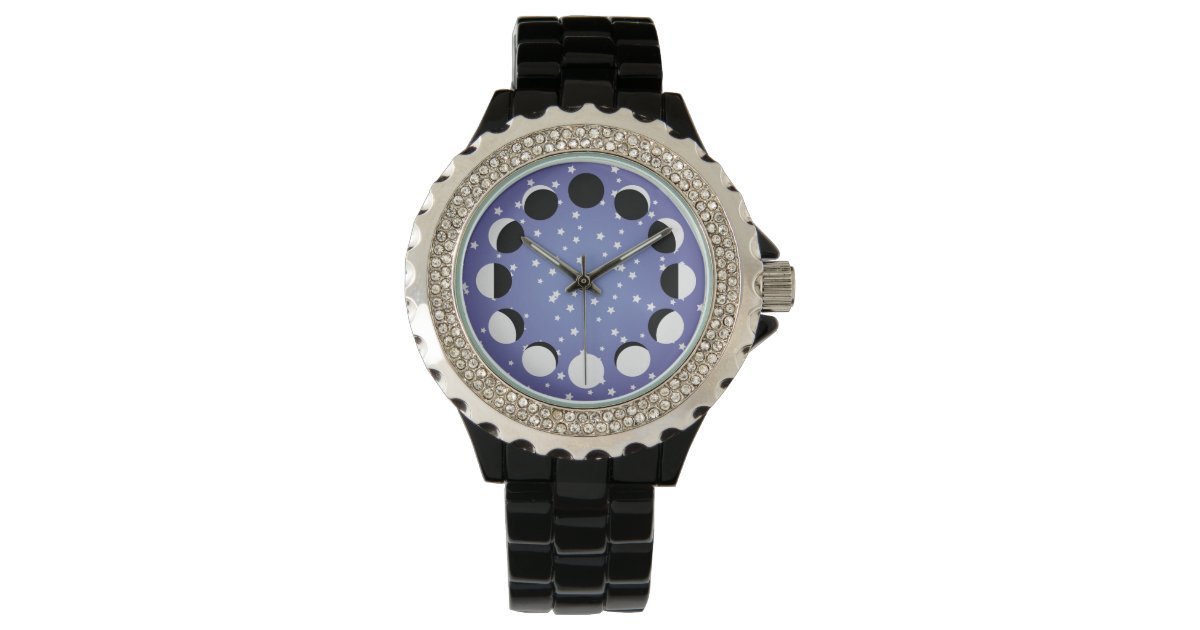 Blue Face Moon Phase Watch | Zazzle