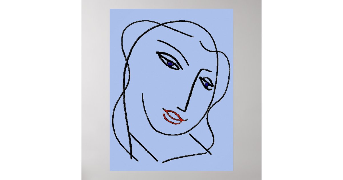Blue Faces Abstract Poster | Zazzle