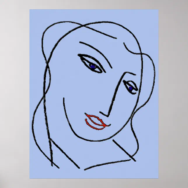 Blue Faces Abstract Poster | Zazzle