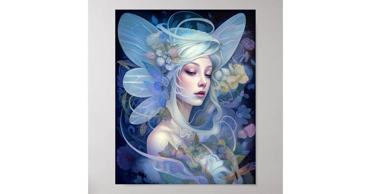 Blue Fairy Fantasy Art Poster | Zazzle