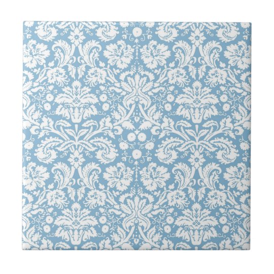Blue fancy damask pattern ceramic tile | Zazzle.com