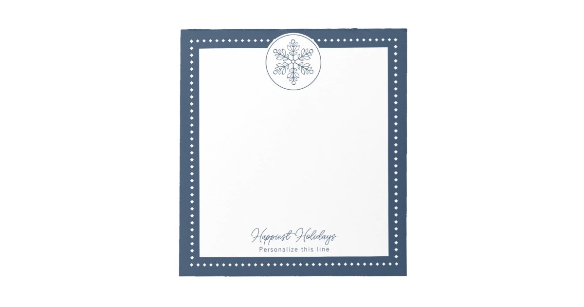 Blue Fancy Snowflake Personalized Holiday Notepad | Zazzle