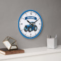 Blue Farm Tractor Personalized Name Kids Room Large Clock | Zazzle