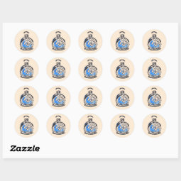 Blue fashion illustration perfume bottle classic round sticker | Zazzle