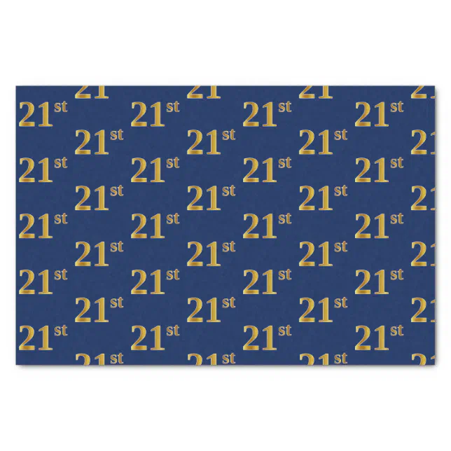 Blue, Faux Gold 21st (Twenty-First) Event Tissue Paper | Zazzle