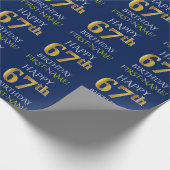 Blue, Faux Gold "HAPPY 67th BIRTHDAY" Wrapping Paper | Zazzle
