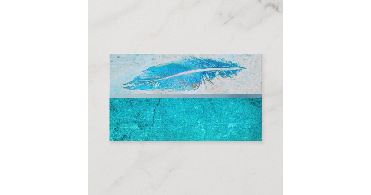 blue feather business card custom template | Zazzle