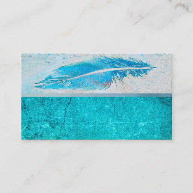 blue feather business card custom template | Zazzle