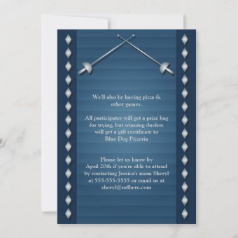 Blue Fencing Birthday Party Invitation | Zazzle