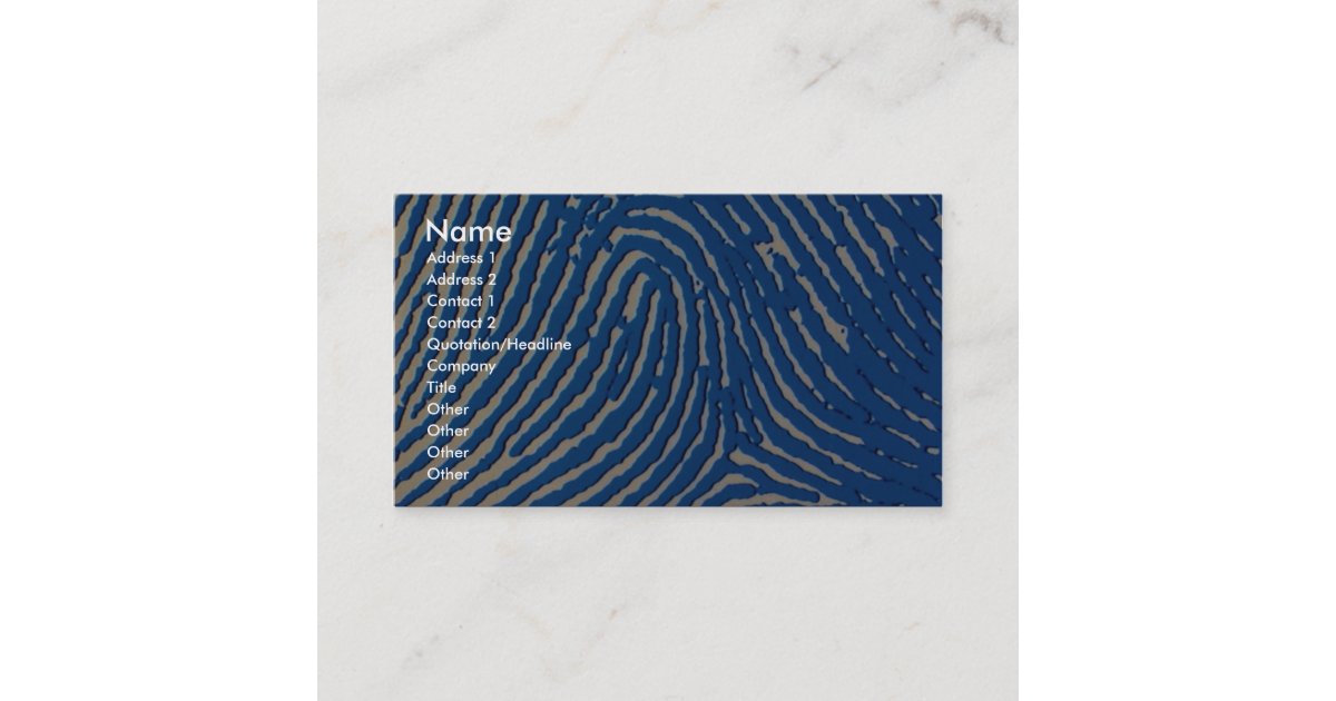 Blue fingerprint magnified business card | Zazzle