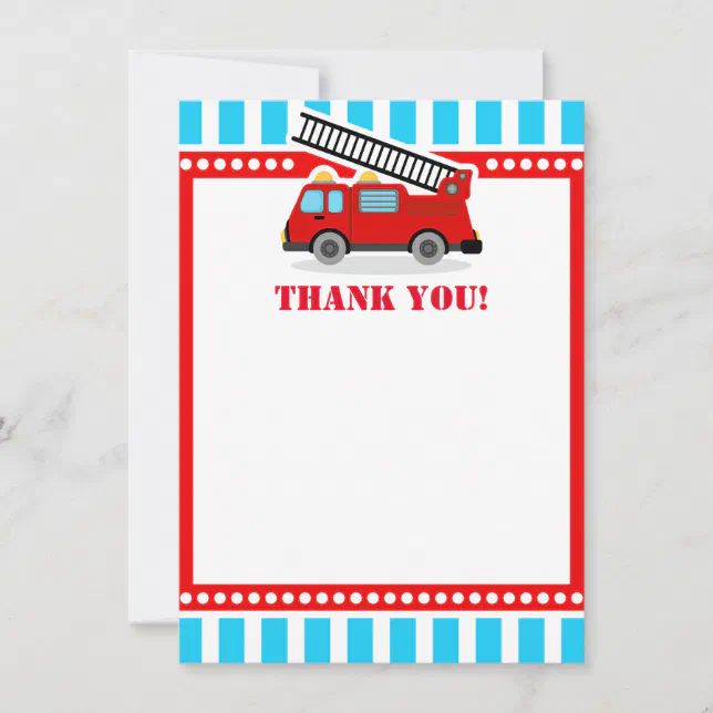 Blue Fire Engine Thank You Notes | Zazzle