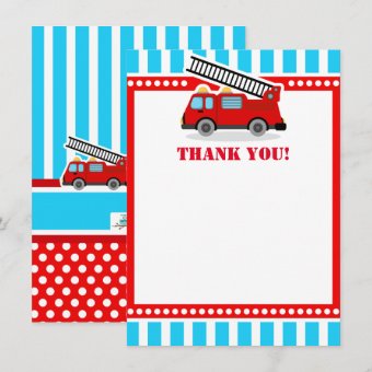 Blue Fire Engine Thank You Notes | Zazzle