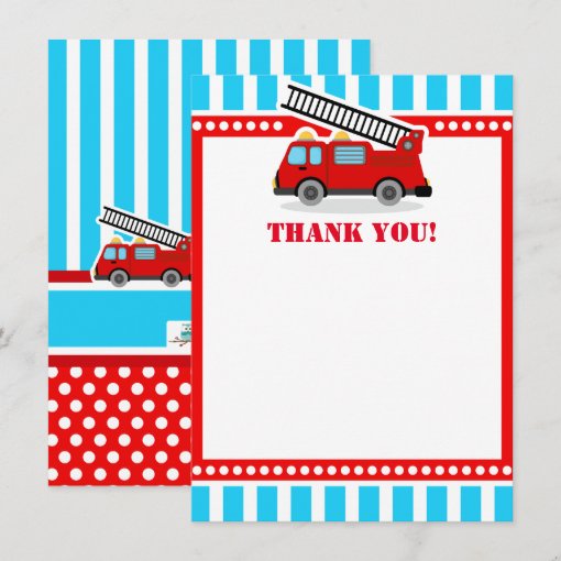 Blue Fire Engine Thank You Notes | Zazzle