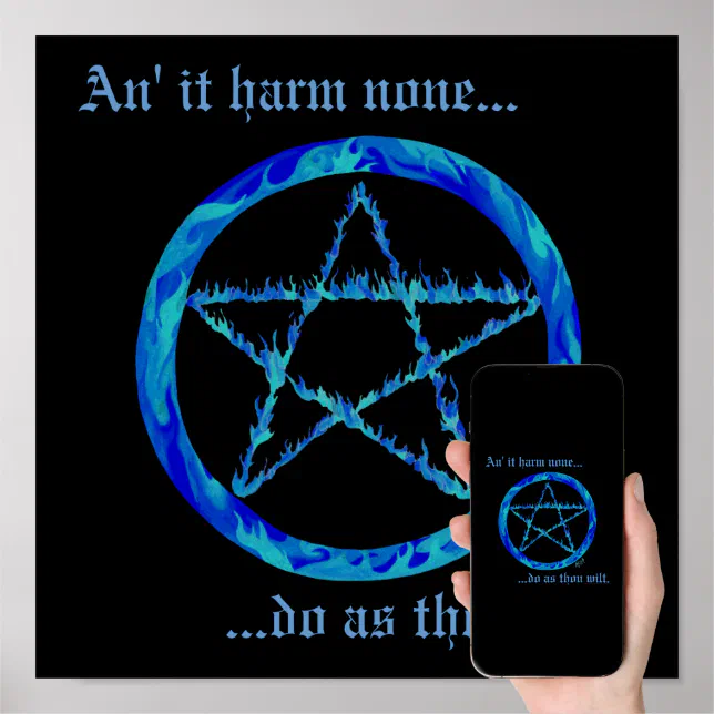 Blue Fire Pentacle Poster | Zazzle