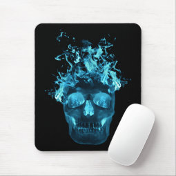 Blue Fire Skull Mouse Pad | Zazzle