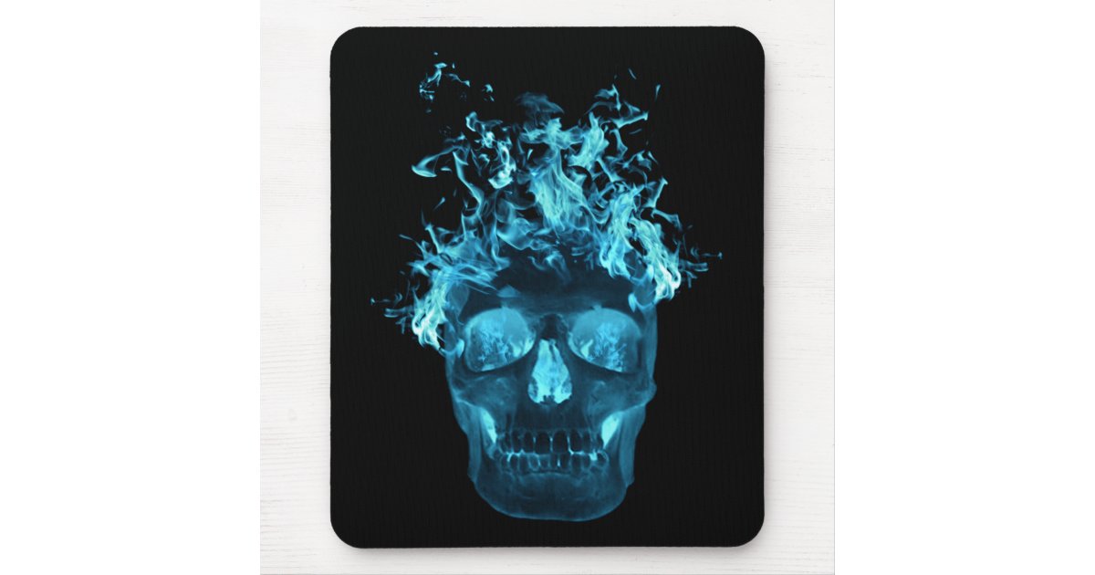 Blue Fire Skull Mouse Pad | Zazzle