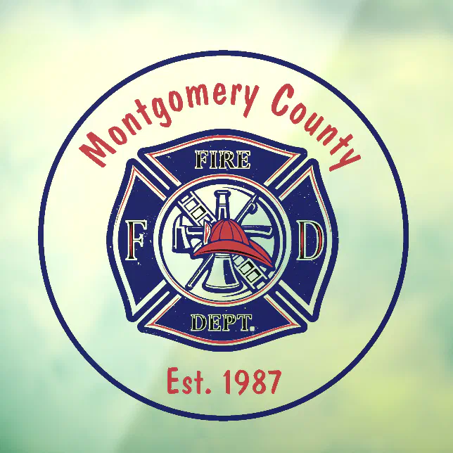 Blue Firefighter Badge Logo Custom Window Cling | Zazzle