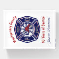 Blue Firefighter Badge Logo Service Award Paperweight | Zazzle