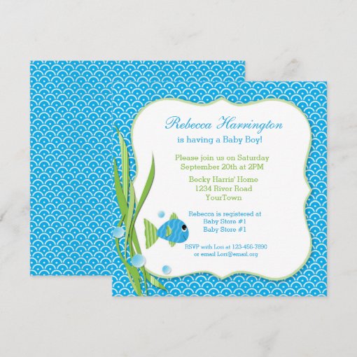 Blue Fish Baby Shower Invitation | Zazzle