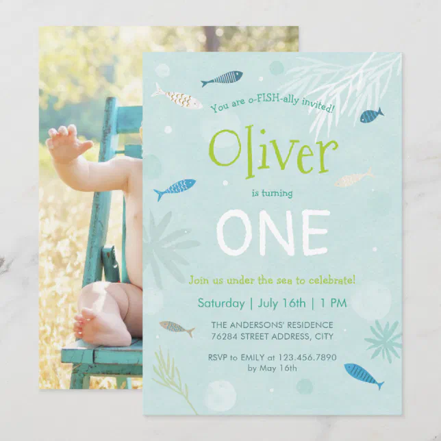 Blue Fish Kids Birthday Party Card | Zazzle