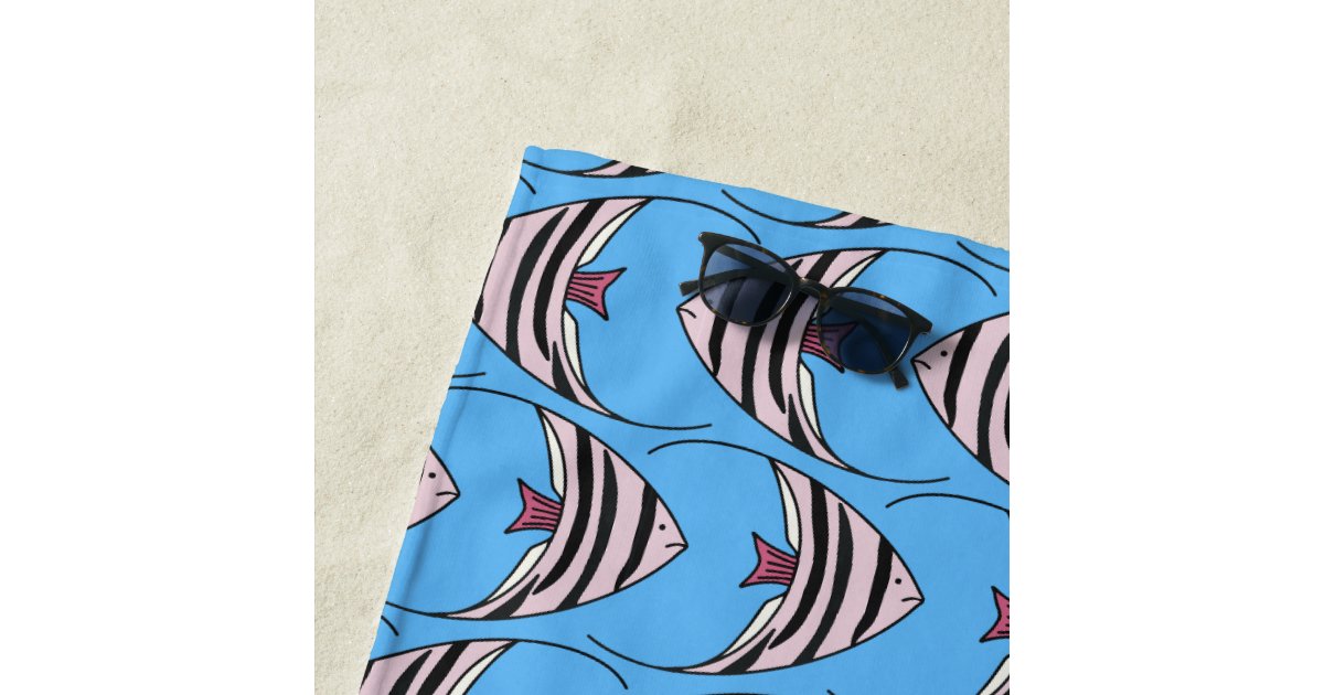 Blue Fish kids pattern Beach Towel | Zazzle