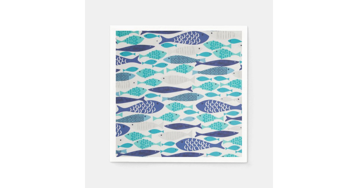 Blue Fish Paper Napkins | Zazzle
