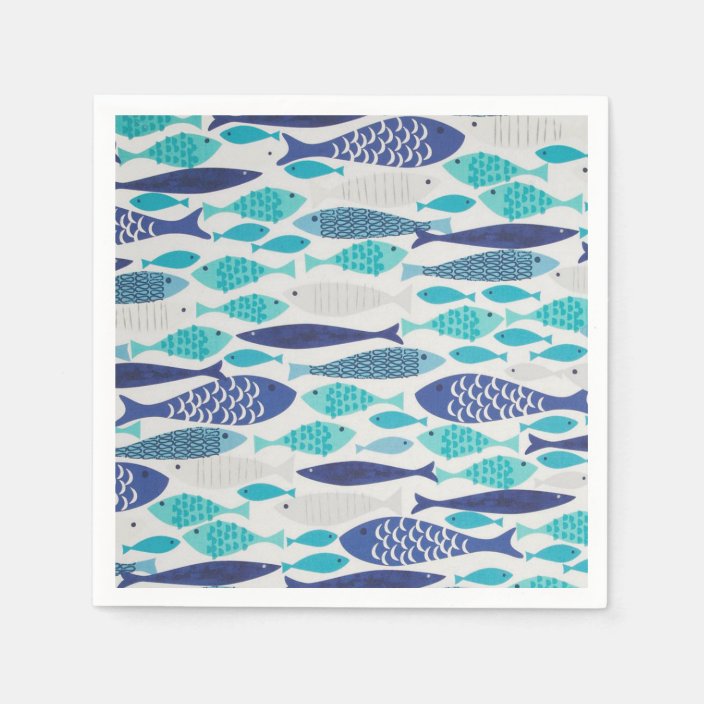 Blue Fish Paper Napkins | Zazzle