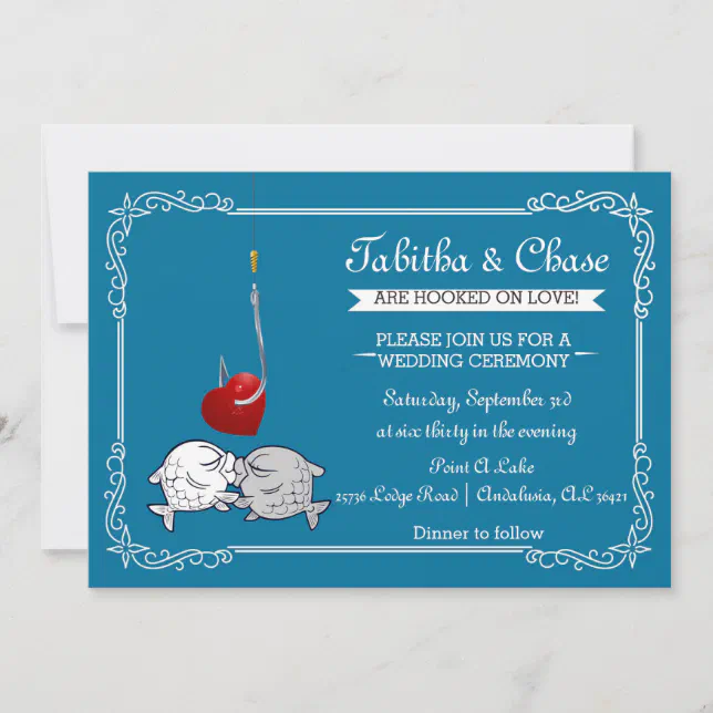 Blue Fishing Wedding Invitation | Zazzle