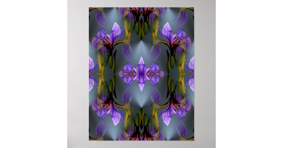 Blue Flag Iris Flower Abstract Nature Art Poster | Zazzle